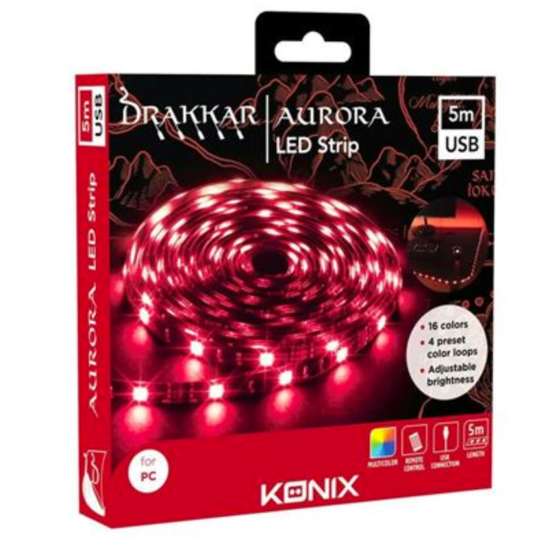 Konix Aurora 5m USB LED Strip Light - Illuminate Your Space with ...
