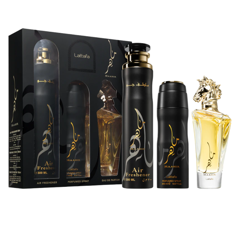 Lattafa Maahir 3-Piece Gift Set - Eau de Parfum 100ml - Perfumed Spray ...