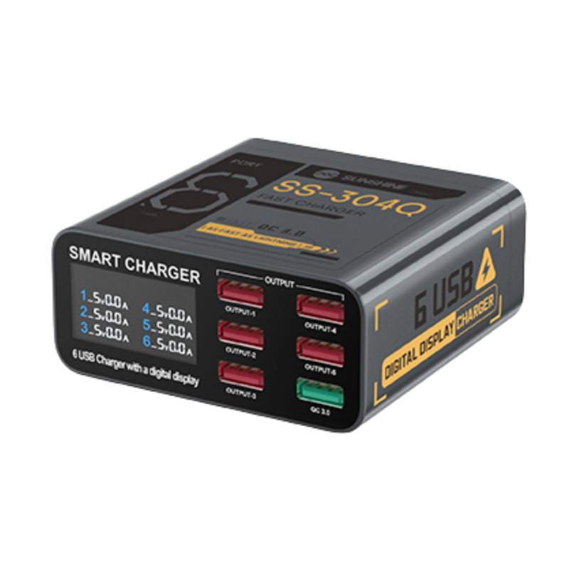 SUNSHINE SS-304Q Intelligent Lightning Charger Gray - Fast USB Charging ...