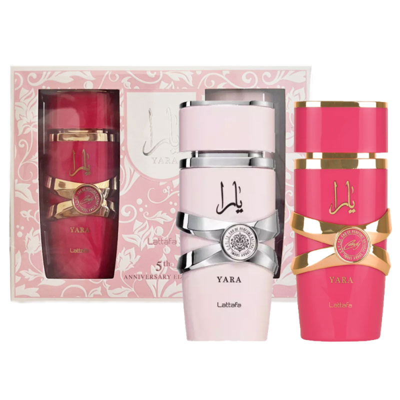 Coffret Parfum Lattafa YARA & YARA CANDY - Édition 5e Anniversaire - Eau de Parfum Femme 2x100 ...
