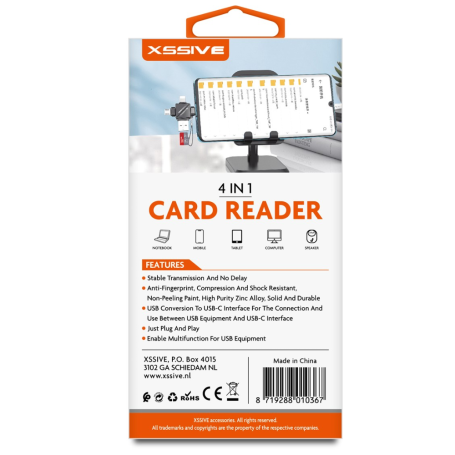 Card Adapter, Memory Reader - XSSIVE XSS-OT23 4-IN-1 USB/USB-C ...
