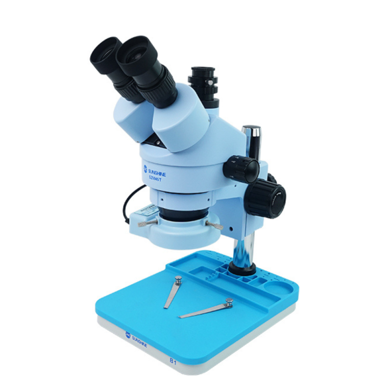 Sunshine SZM45T-B1 Trinocular Stereo Microscope Blue - High-Precision ...